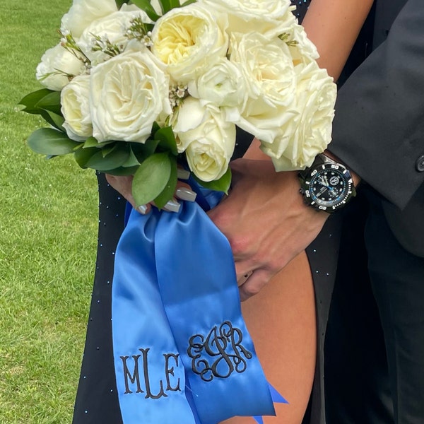 SATIN Monogram Nosegay Ribbon Prom/homecoming/hoco/school Dance - Etsy