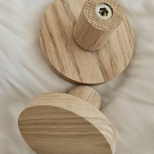 Oak Wall Hangers: Modern Coat Rack, Round Wood Hooks, Decorative ...