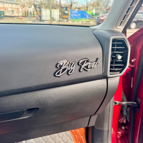 Custom Cursive Font Car Emblem - Custom Colors - Installs in Seconds ...