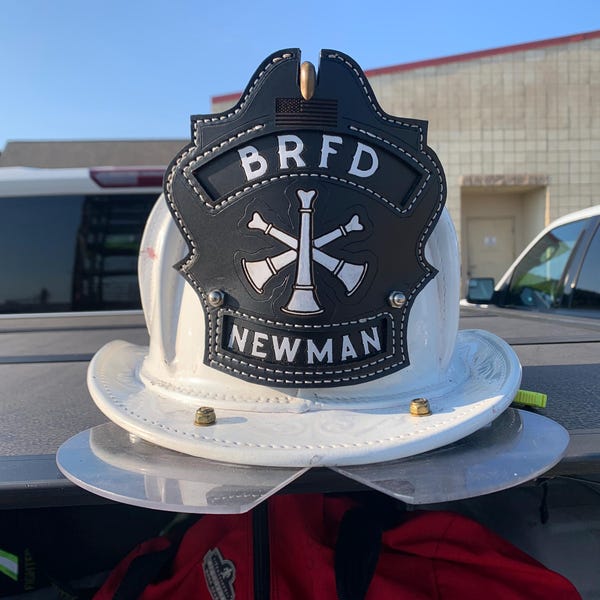 Custom Leather Fire Helmet Shield - Handcrafted Firefighter Helmet ...