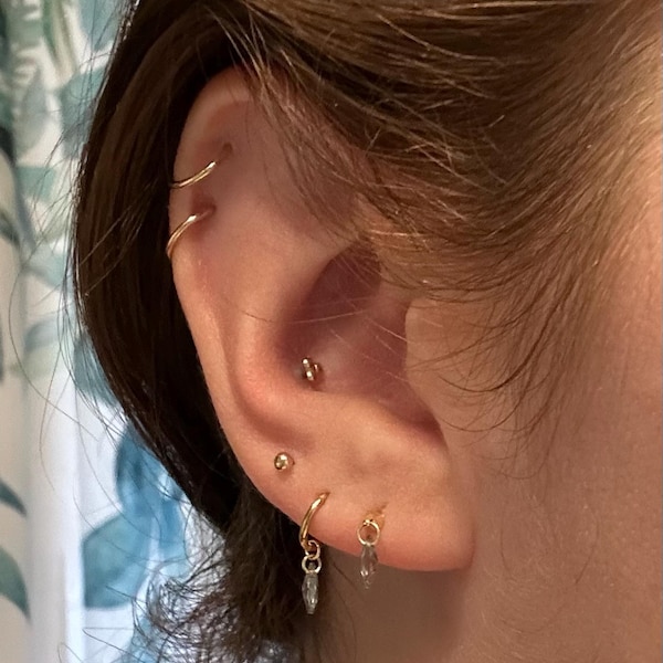 NEW!-NATURAL Stone-square Rook Hoop Earring, Smoky Quartzcartilage ...