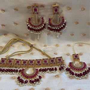 Mirror Rani Haar Bridal Haar Mala Set With Jhumar & Tikka - Etsy