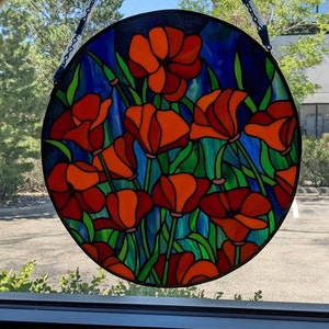 Golden California Poppy Stained Glass - Etsy