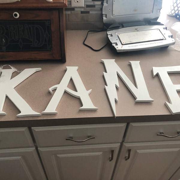 Wizard Academy White Painted Letters - Lightning Wall Letters - Wizard ...