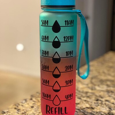 Water Bottle With Straw Water Bottle Tracker Motivational Water Bottle ...