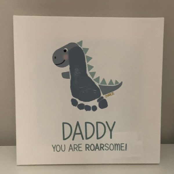 Fathers Day Card, Dinosaur Baby Footprint Card, Happy Birthday ...