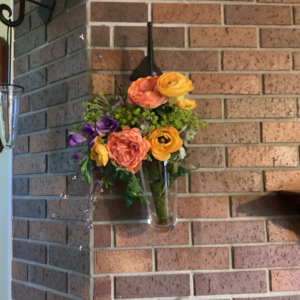 Almere Hanging Vase With Wall Hook | Glass Flower Vase for Home Decor ...
