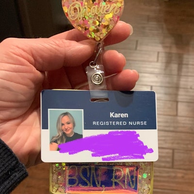 Custom Badge Buddy for Nurse Gifts, Teacher Glitter Badge, Custom Name ...