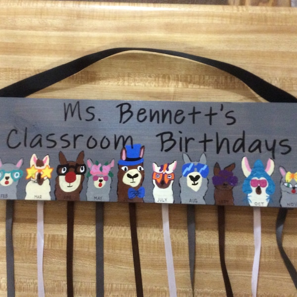 Classroom Birthday Calendar- Birthday Chart- Teacher Gift- Llama Sign ...