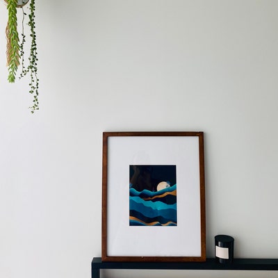 Mid Century Wave Abstract, Modern Digital Art, Minimal Line Art, Beige ...