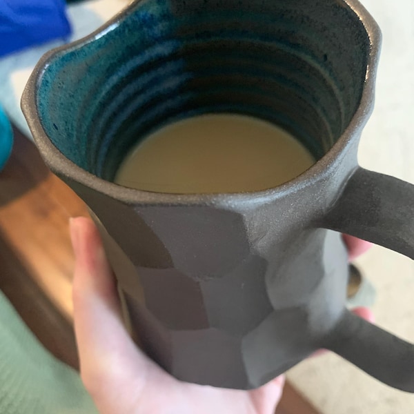 14 Oz / 22 Oz Handmade Pottery Mug, Wheel Thrown Ceramic Mug With ...