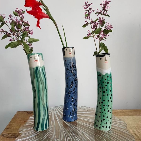 Flower Family Ceramic Bud Vases Pottery Vases for Dried Flowers ...