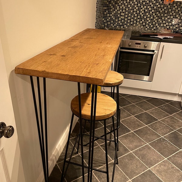 Handmade Reclaimed Wood Breakfast Bar: Rustic Kitchen Table With ...