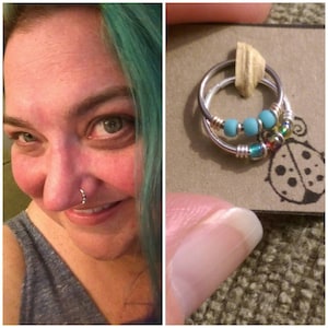 Mermaid Tears Teal, Red & Green Nose Ring Nickel-free Nose Jewelry Sold ...
