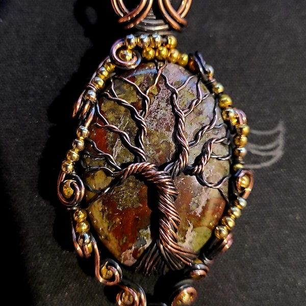 Red Flash Labradorite Gemstone Pendant Copper Wire Wrapped Pendant ...