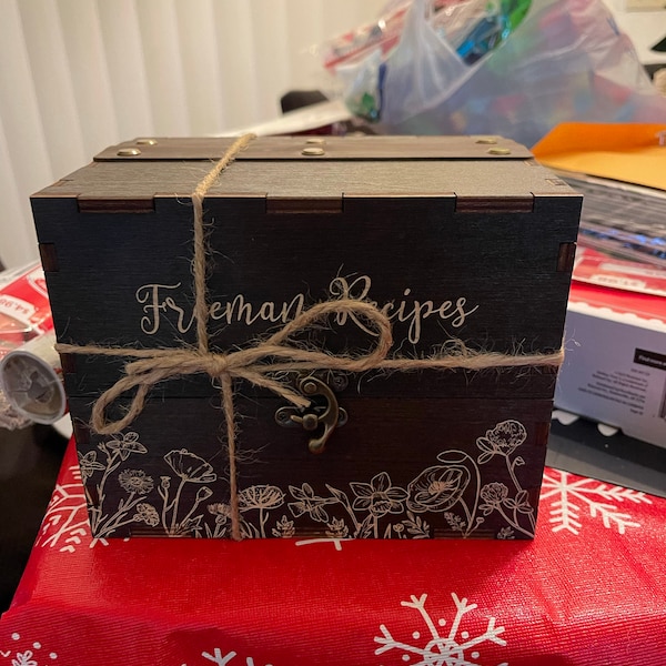 Personalized Recipe Box With Wooden Dividers Gift for Mom Floral Recipe ...