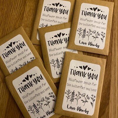 Personalised Thank You Seed Packets Envelopes Wildflower Seeds Thank ...