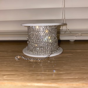 Silver Rhinestone Chain by Yard With Clear Crystal in Silver Setting ...