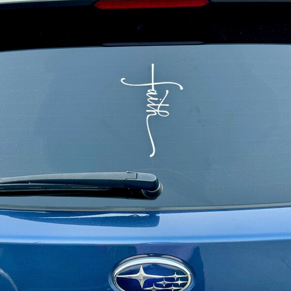 Faith With Cross Vinyl Decal, Faith Sticker, Faith Vinyl Car Decal ...