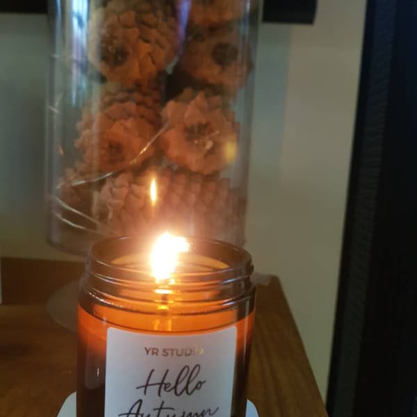 Hello Autumn Candle, Hello Fall Candle, Autumn Home Decor, Cosy Candle ...