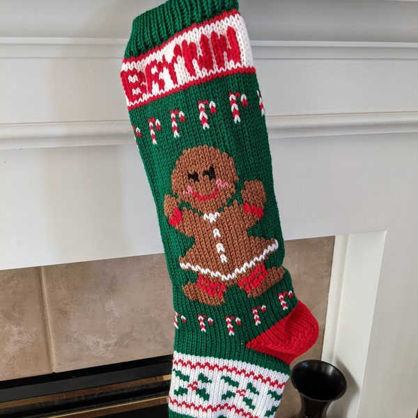 Hand Knit Christmas Gingerbread Girl and Boy Stockings - Etsy
