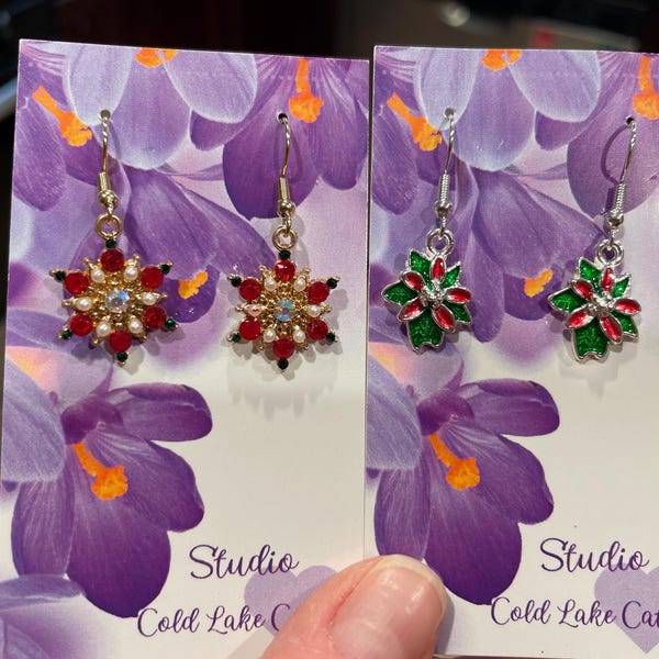 Scary Skull Earrings, Menacing Skeleton Head With Brilliant Red Rose in ...