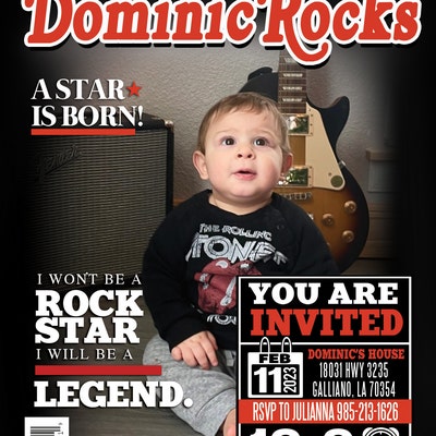 Rock Star Magazine Theme Birthday Invitation, Rockstar, Baby Shower ...