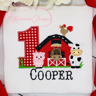 Barn Birthday Number Set Digital Machine Embroidery Applique Design 4 ...