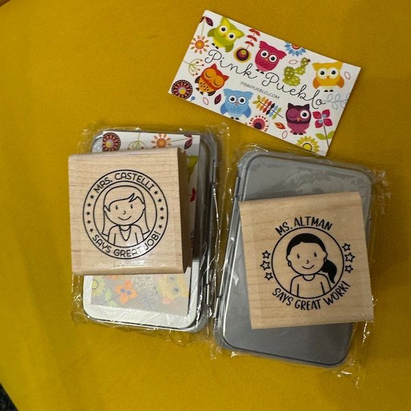 Personalized Female Teacher Rubber Stamp | Custom Classroom Gift for ...