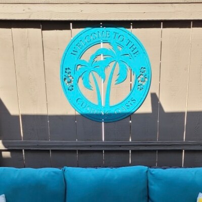 Personalized Tropical Patio or Pool Sign, Custom Tropical Sign - Etsy