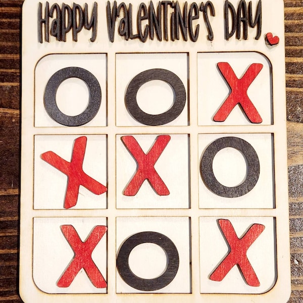 Valentine Tic Tac Toe Laser File, Valentine Svg Glowforge, Valentine ...
