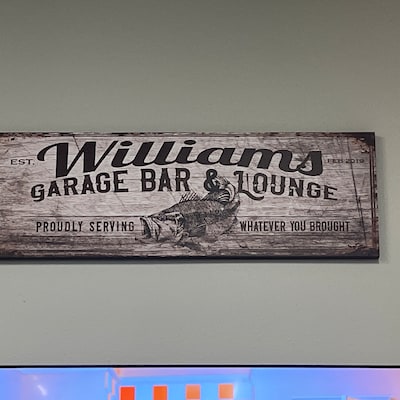 Garage Bar Sign Personalized, Custom Garage Bar & Lounge Sign, Basement ...