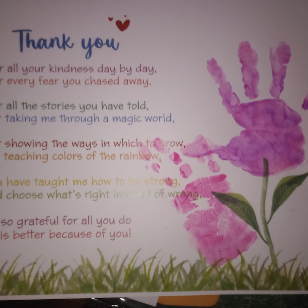 Teacher Appreciation Poem, Handprint Art, DIY, Teacher Thank You Gift ...