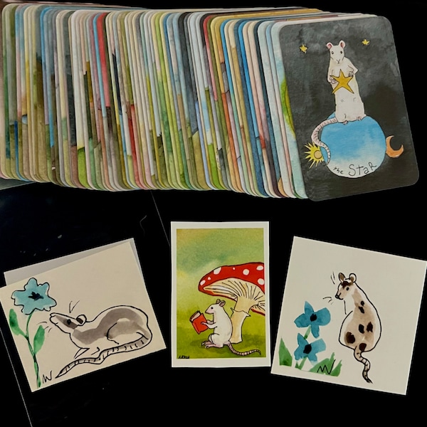 MINI Tarat Boxed Tarot Deck - Mini Rat Art Card Deck With Tuck Box ...