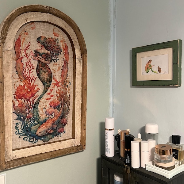 Mermaid Wall Art | 14" X 22" | French Poster Wall Art | Linen Wall ...