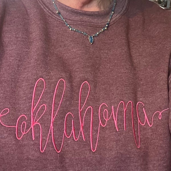 Embroidered State Name Crew Neck Sweatshirt | State Pride Stitched ...