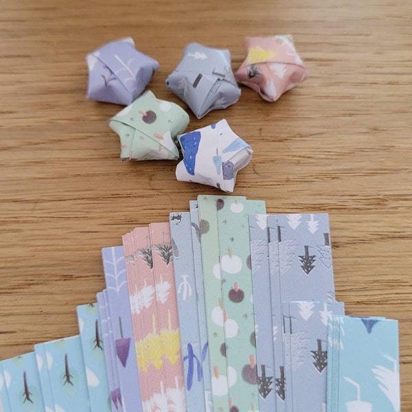 Forest Origami Lucky Star Paper Strips Trees Mixed Designs Star Folding ...