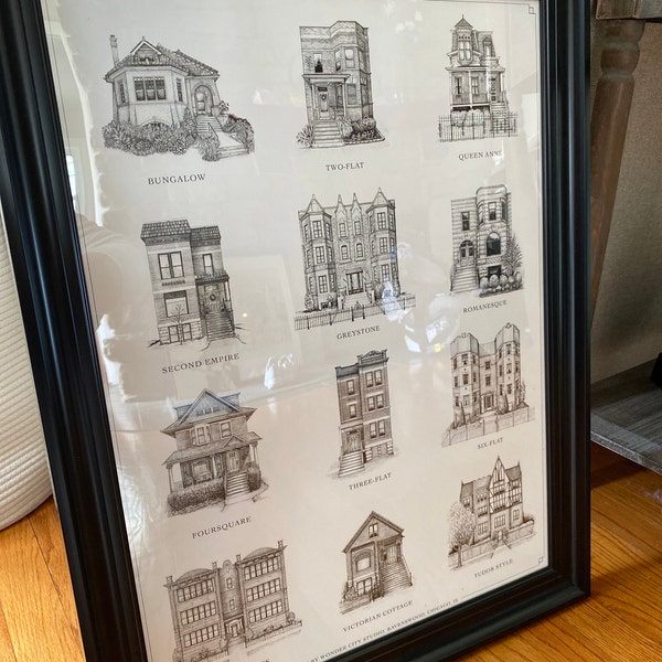 Chicago Architecture Print: Home Styles Guide, Neighborhood Art - Etsy