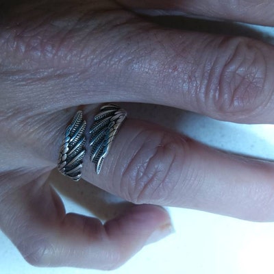Silver Angel Wings Ring, Adjustable Chunky Ring, Boho Silver Ring ...