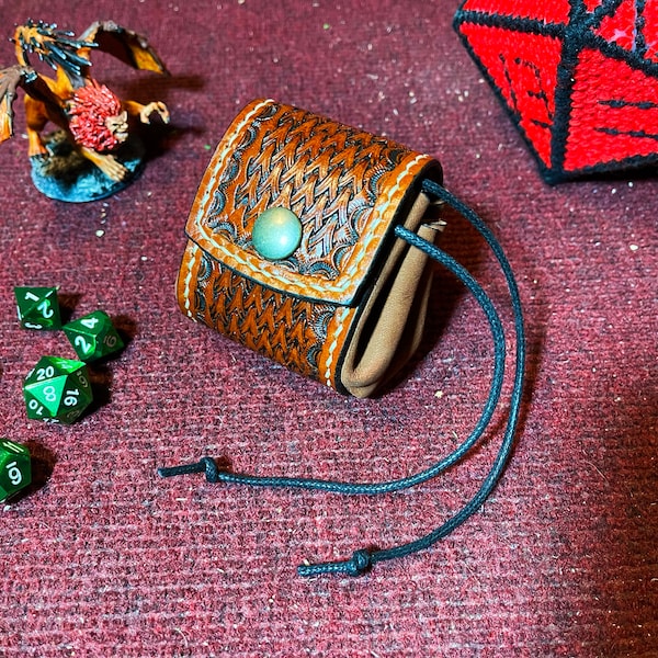 Leather Drawstring Dice Pouch PDF Pattern: Dnd Dice Bag and Tray ...