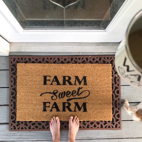 Farm Sweet Farm Doormat, Welcome Mat, Door Mat, Farmhouse Decor, Home ...
