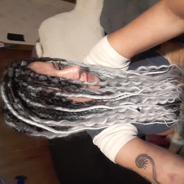 Sugar Mountain Ombre Synthetic Dreadlocks: Black, Gray & White ...