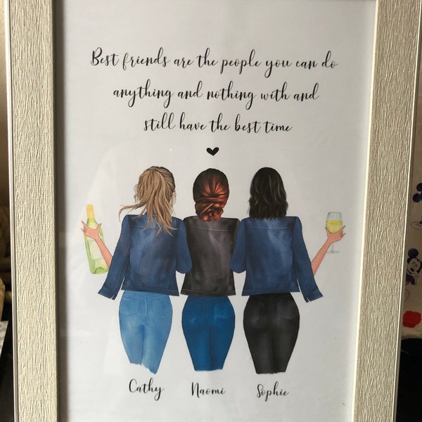 Best Friend Gift, Friend Present, 2, 3 Or4 Friend Group, Personalised ...