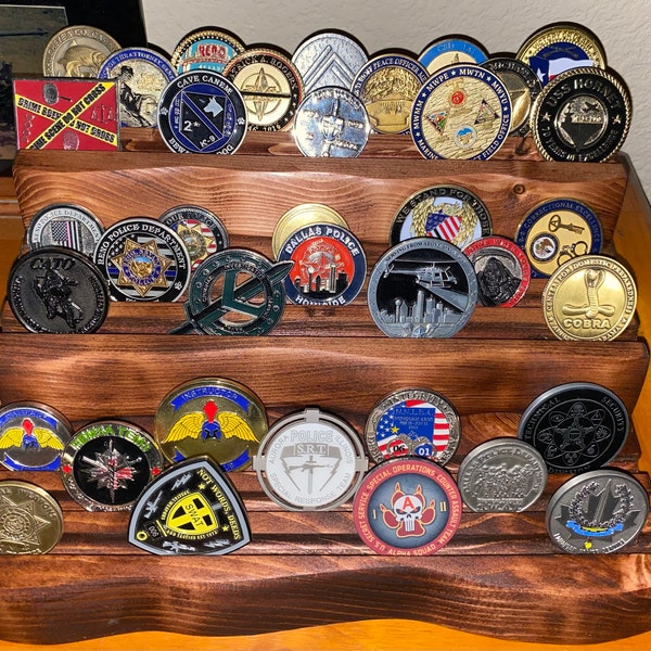 Challenge Coin Holder Display | Live Edge | Military / Law Enforcement ...