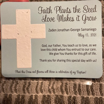 Faith Plants the Seed Poem Plantable Cross Seed Recycled Paper Baptism ...