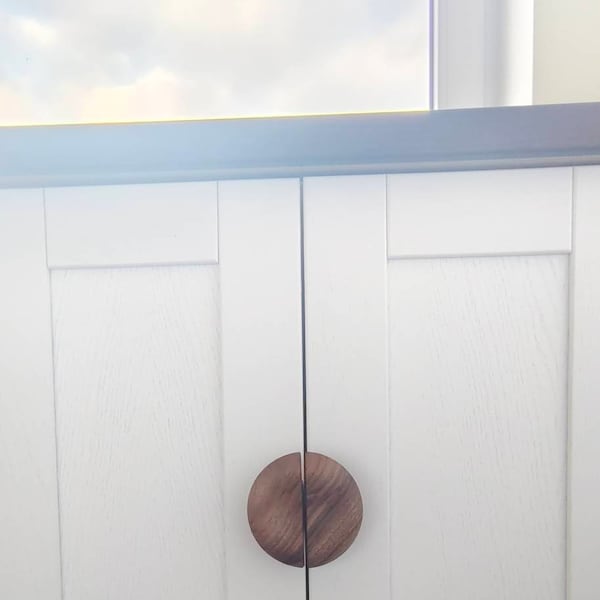 Wood Drawer Knobs, Oak Circle Handle, Wardrobe Pulls, Oak Concave ...