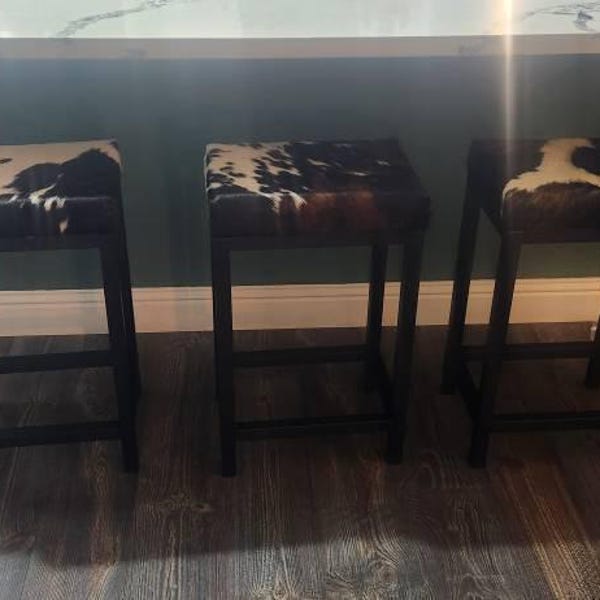 Genuine Cowhide and Steel Stool for Counter Top or Bar - Country Style ...