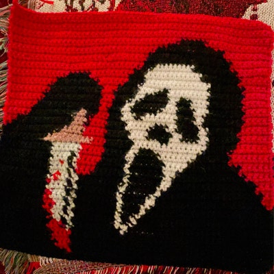Ghostface Crochet Tapestry Pattern tote Bag - Etsy