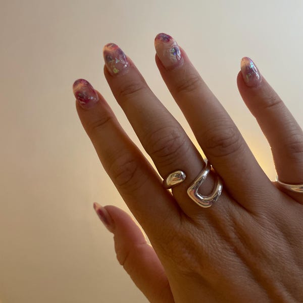 Silver Abstract Geometric Ring Stainless Steel Ring Wrap Ring Chunky ...