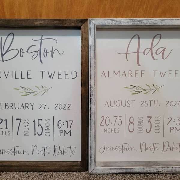 Birth Stats Wood Sign, Birth Announcement Sign, Baby Wooden Sign, Birth ...